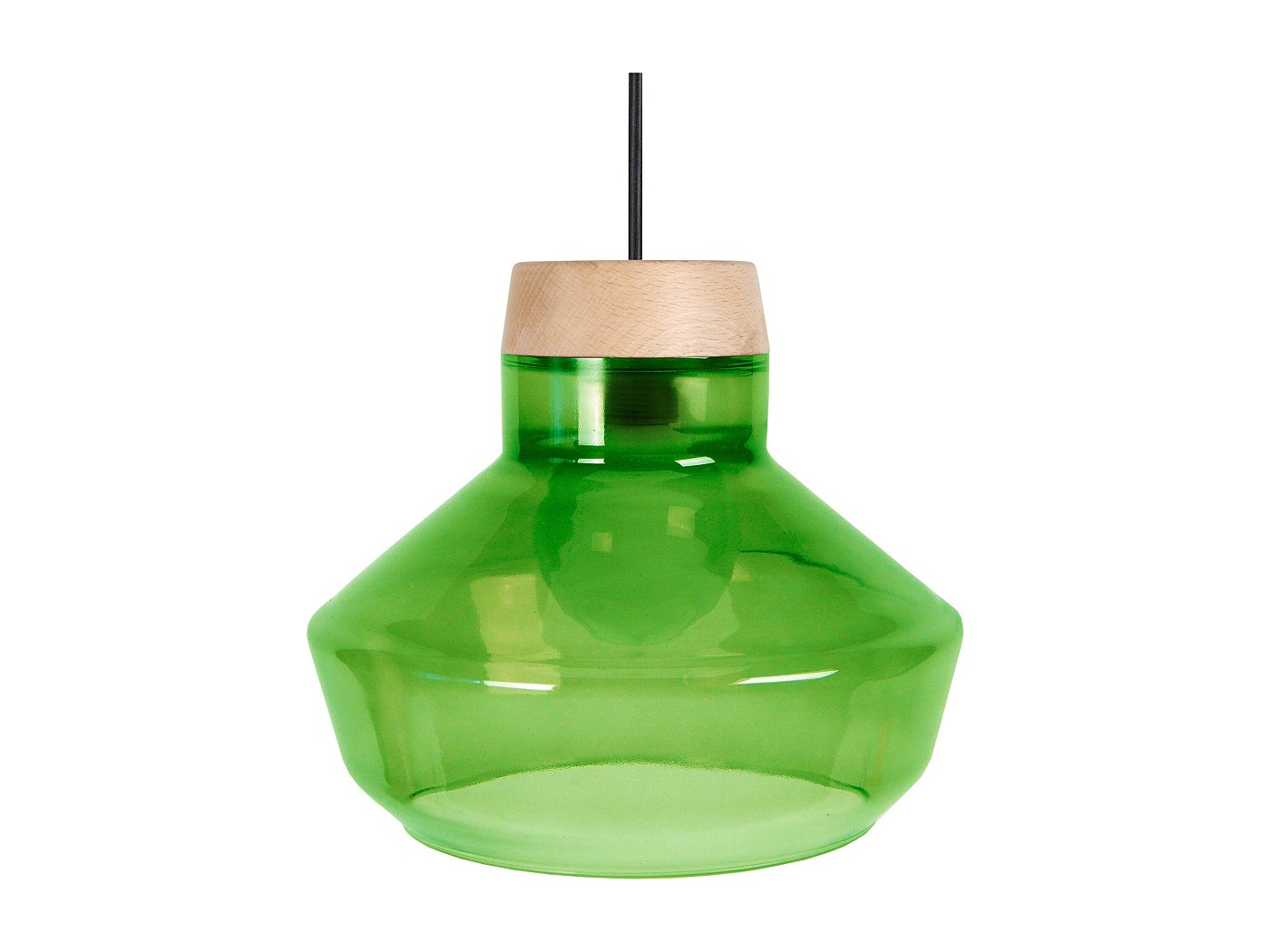 Suspension bo bois verre,transparent vertt 84 cm.