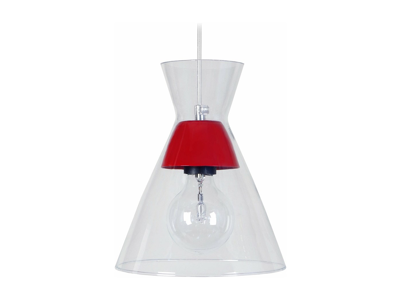 Suspensão TOSEL CONICAL vidro cônico vermelho D20 x H85 cm
