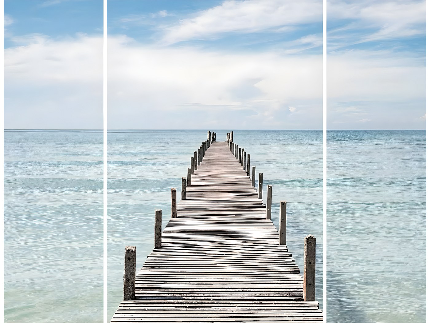 Triptyque sur toile bridge over the sea 125x97 cm