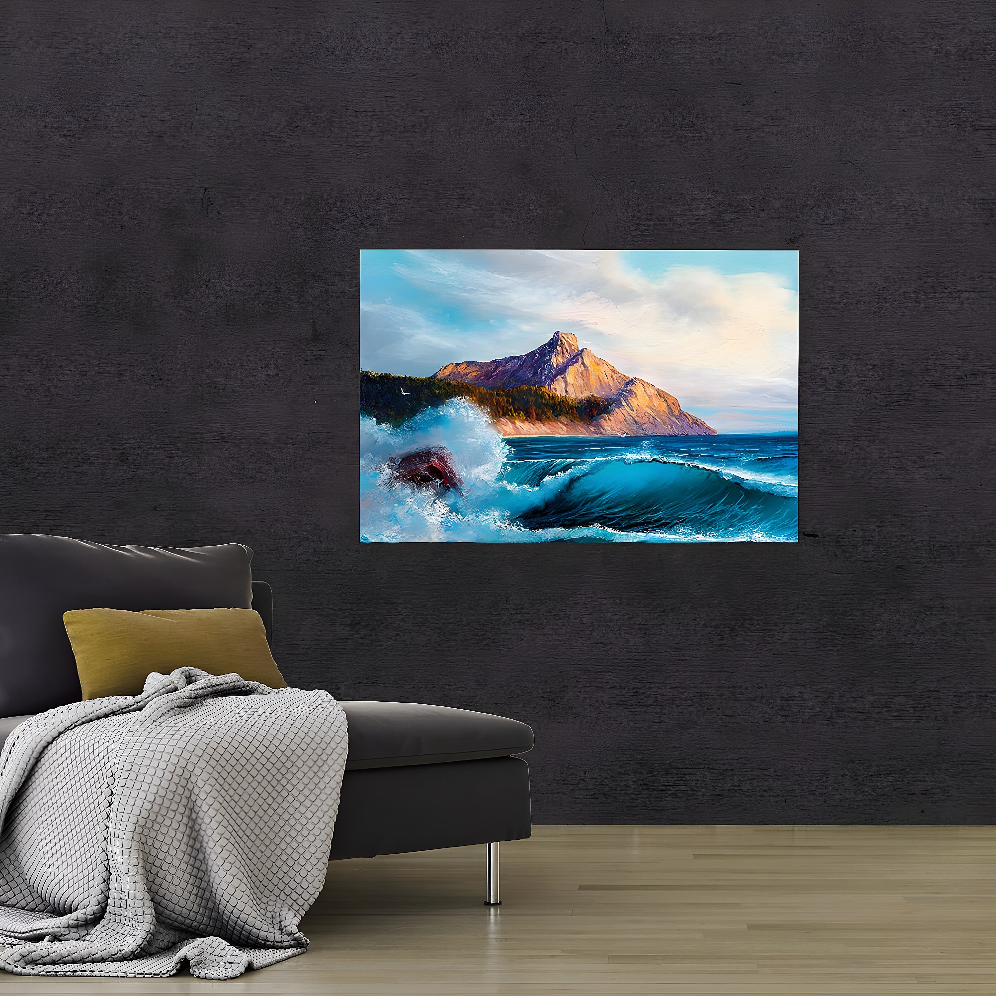 Tableau mural bord de mer peint