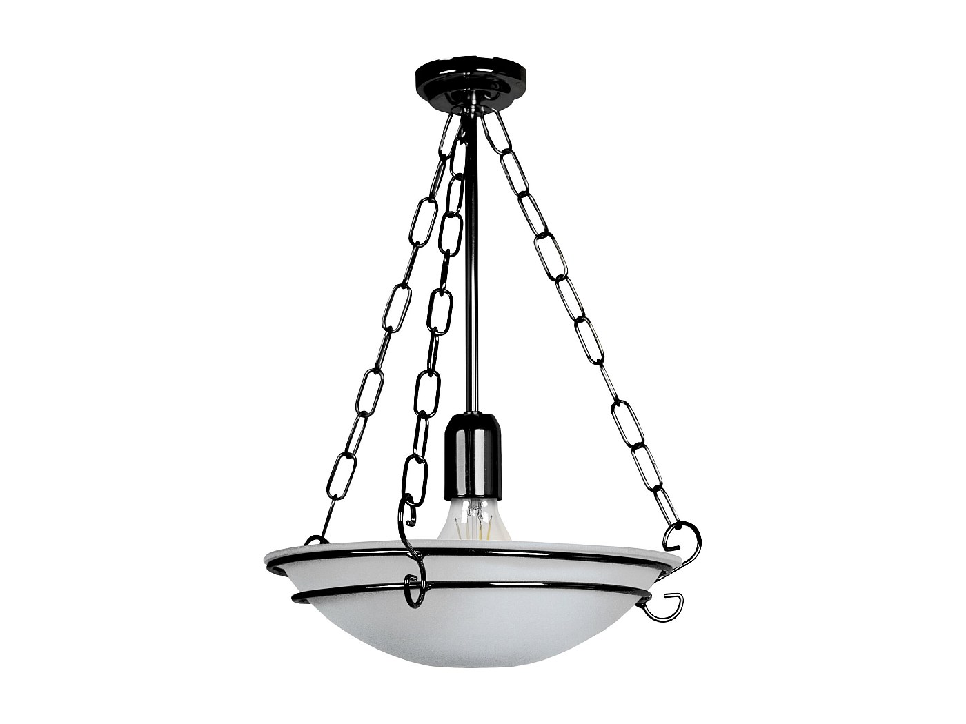 Suspension bol verre métal noir 45 cm.