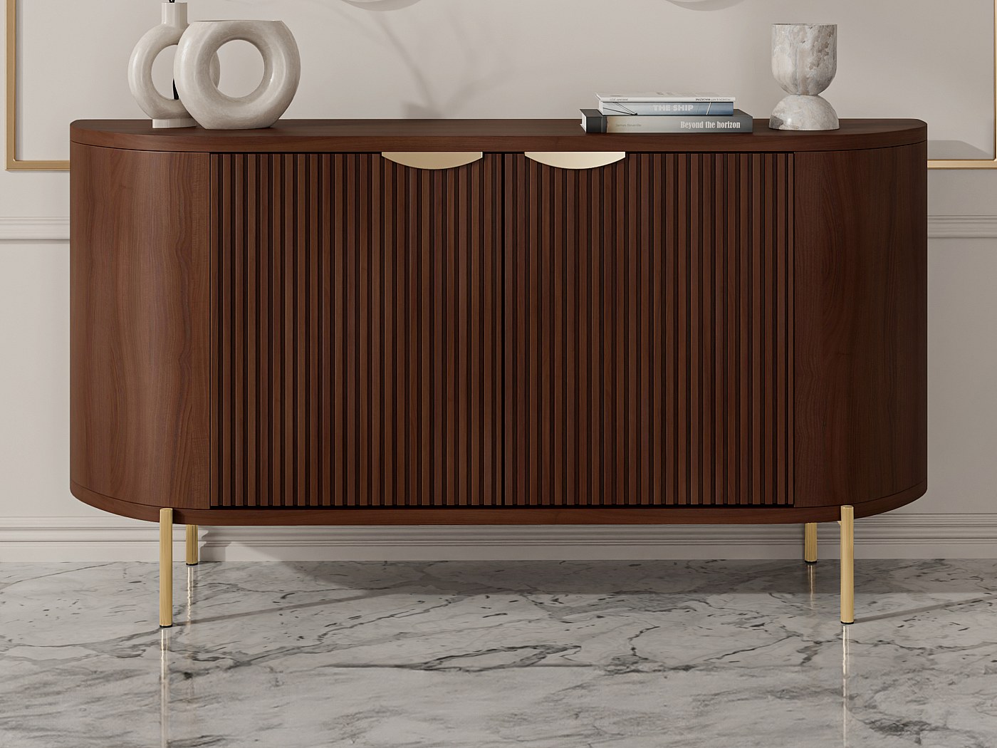 Buffetkast met 2 deuren van mangohout en metaal - Naturel en ...