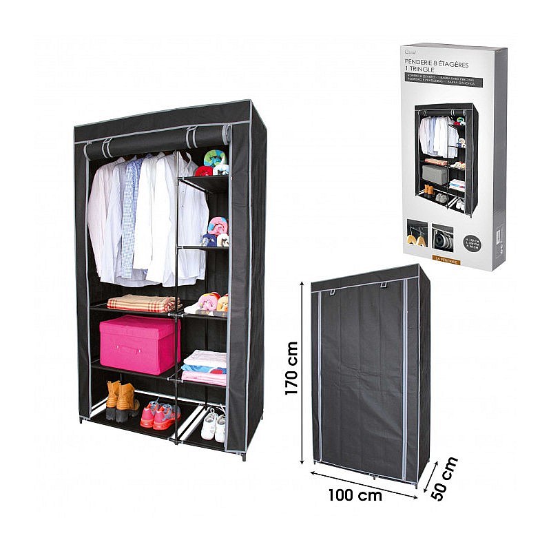 Penderie 8 Etageres Avec Housse Dimensions 100x50xh170cm
