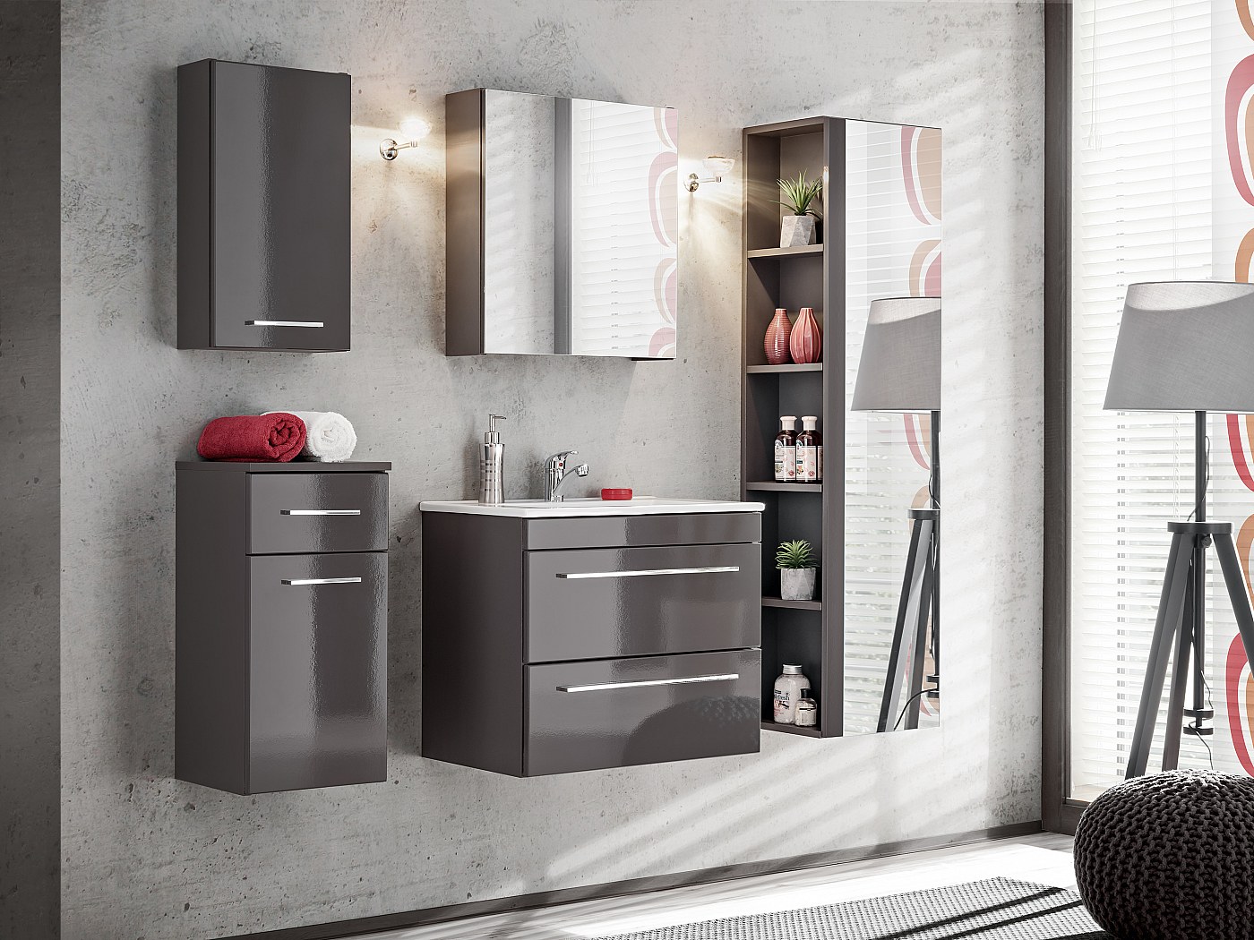 Colonna da bagno grigia L30 x P31 x H61 cm MOLLY