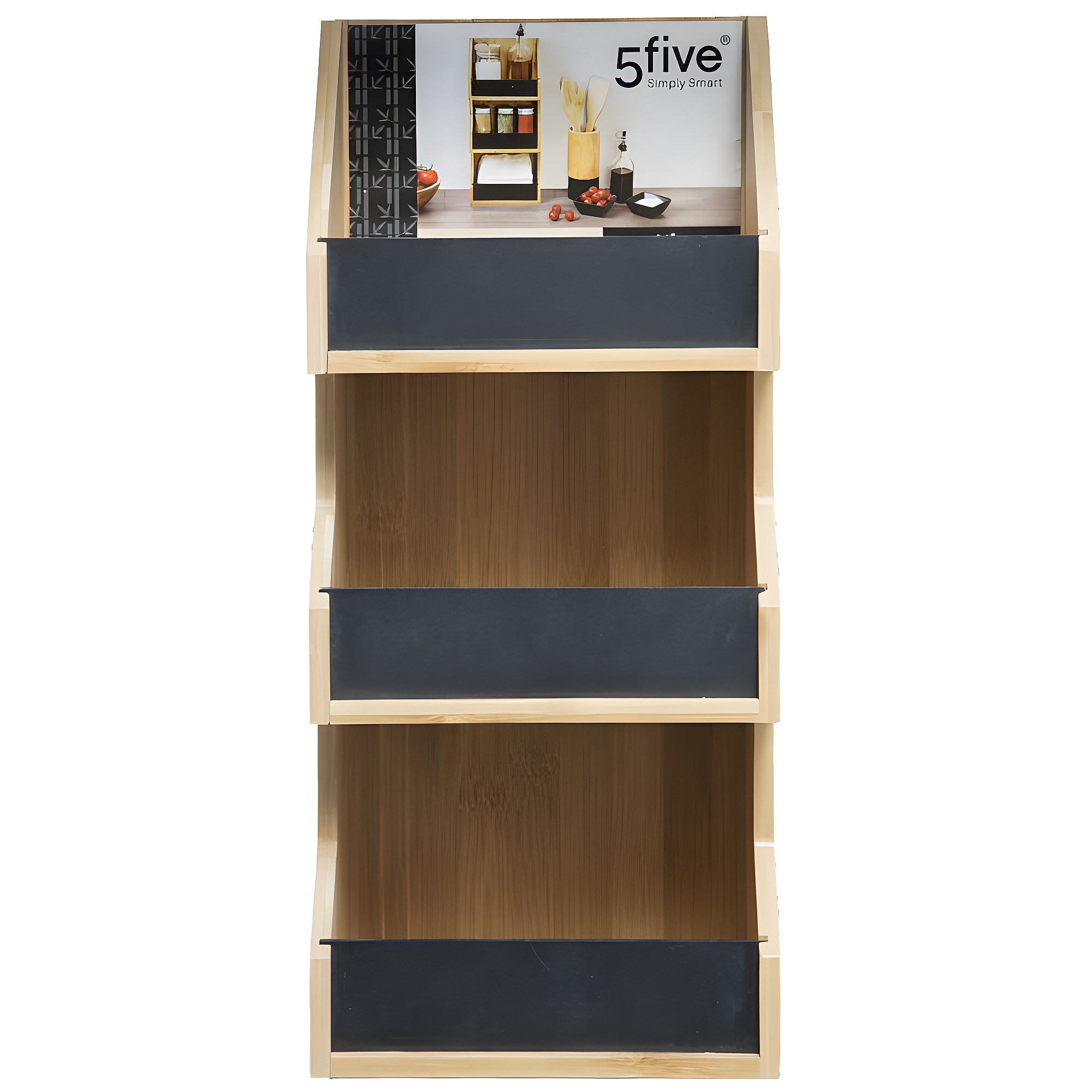 Organiseur 3 Niveaux "Blackbamboo" 40cm Naturel