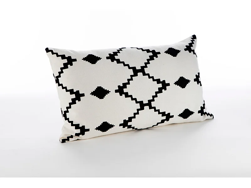 Coussin AMERIDA - Coton - Velours- 30x50 cm - Blanc et noir
