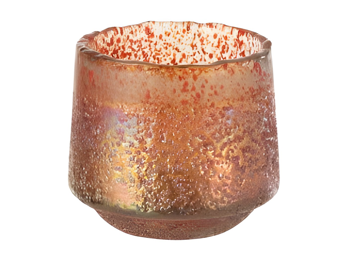 Photophore Design "Pois" 21cm Orange Rouille