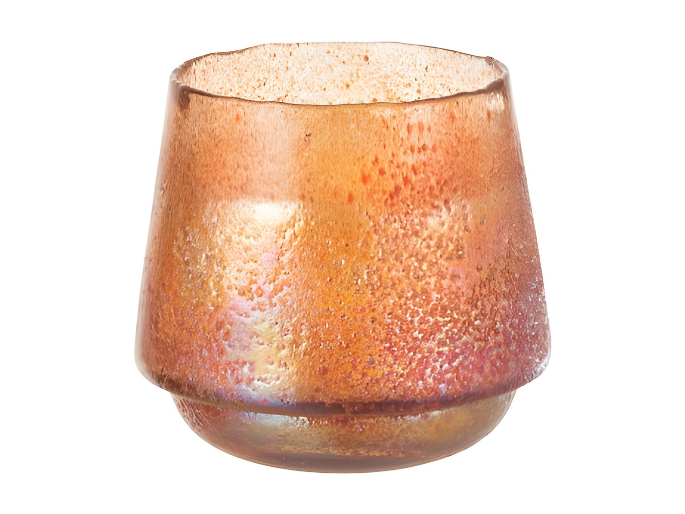 Photophore Design "Pois" 14cm Orange Rouille