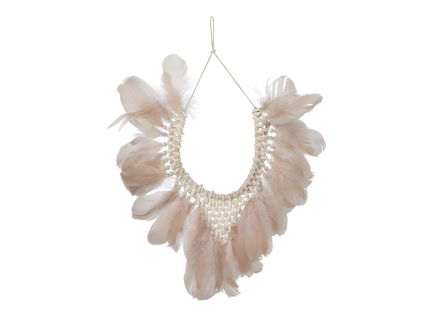 Suspension Murale à Plumes "Boho" 53cm Rose