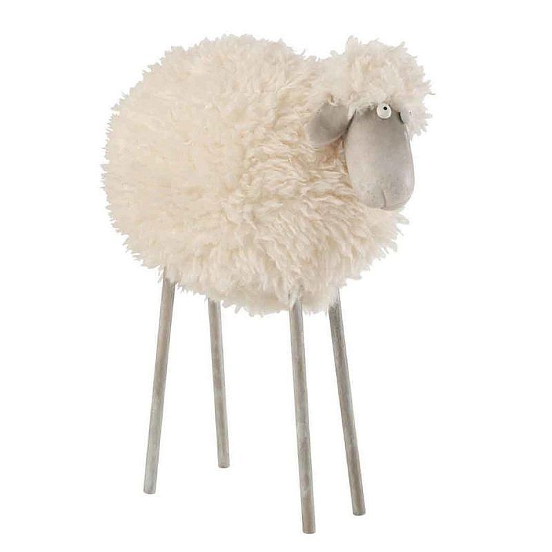 Statuette Déco "Mouton" 43cm Blanc & Gris