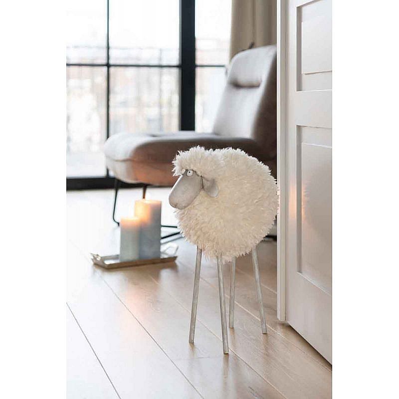Statuette Déco "Mouton" 43cm Blanc & Gris