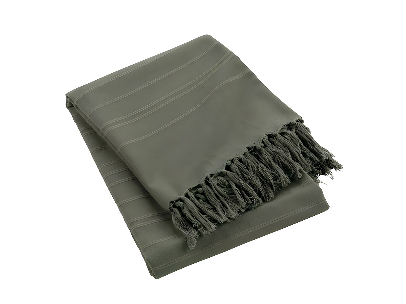 Plaid Uni à Franges "Lilia" 150x150cm Kaki