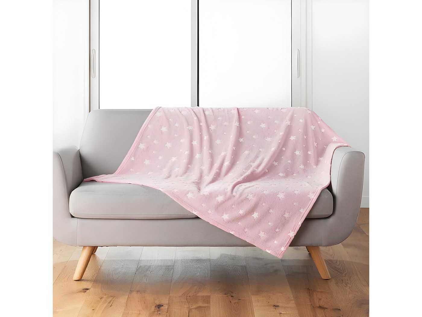 Plaid Phosphorescent "Fluo Night" 125x150cm Rose