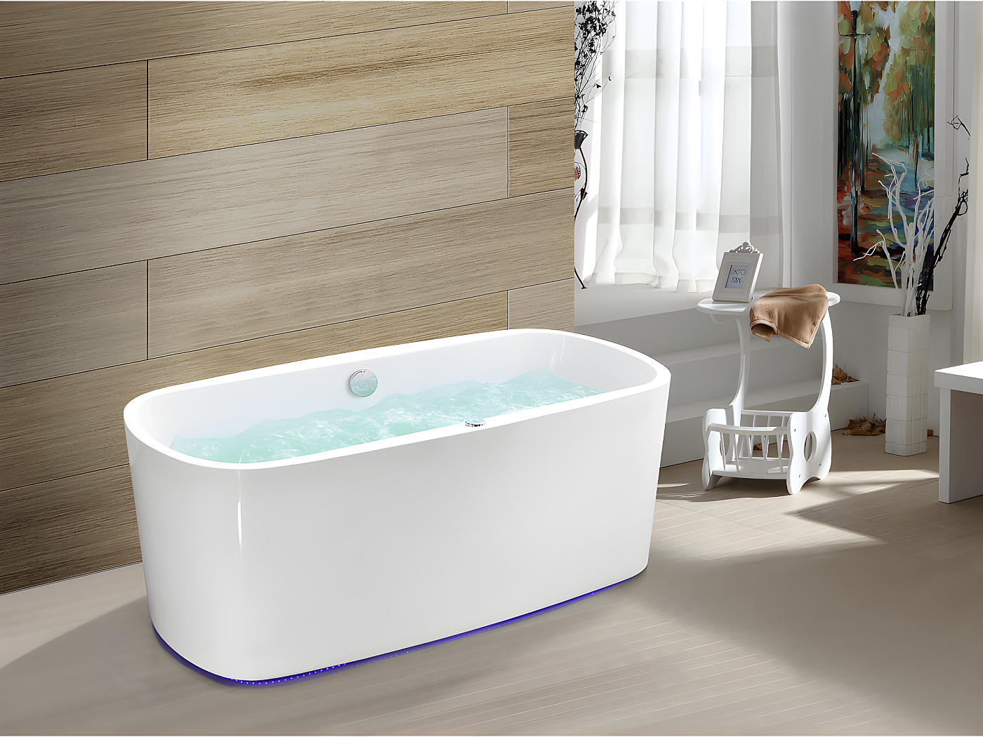 Baignoire îlot balnéo SIRGAO blanche - 155L - 150x75x56cm