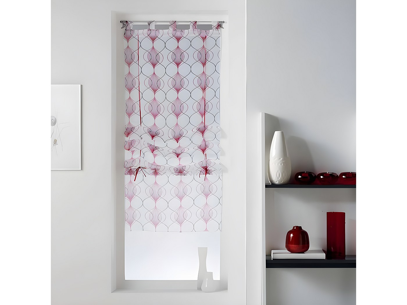 Store Voilage "Onde" 90x180cm Rouge