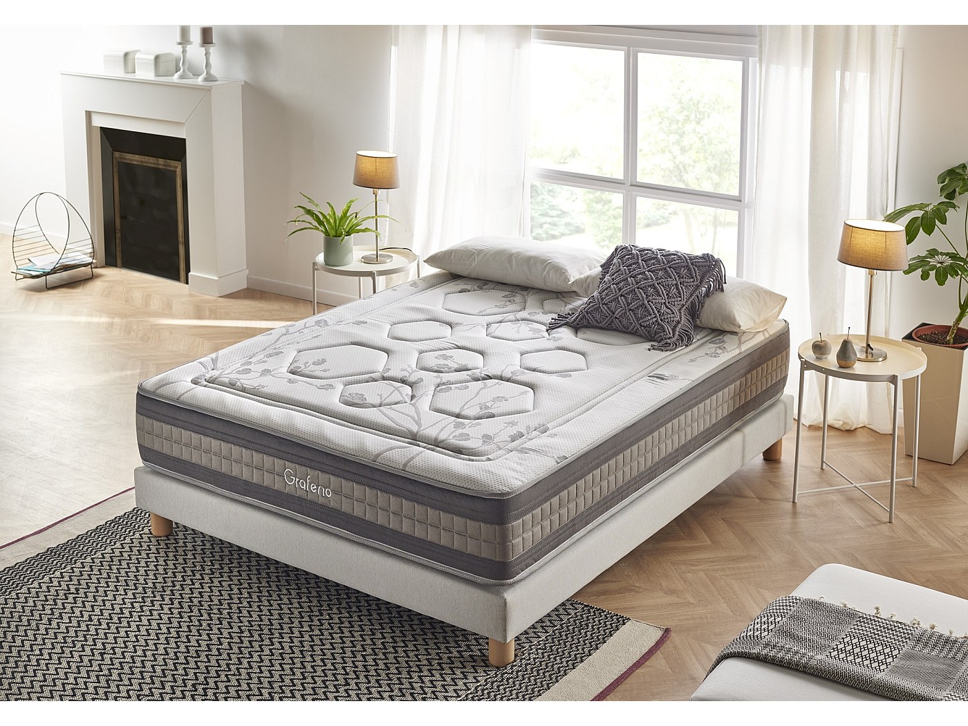 Matelas à ressorts ensachés 200x200 Graphène Design & Confort 29cm±2.