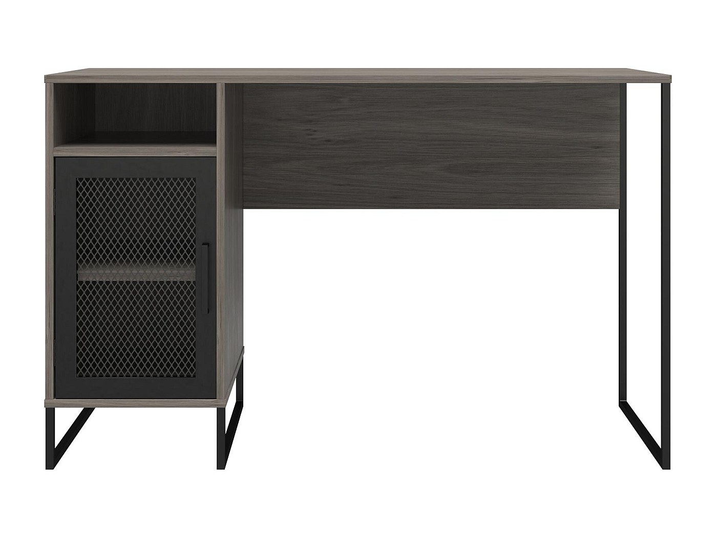 Bureau ordinateur caisson 1 porte en MDF chêne gris