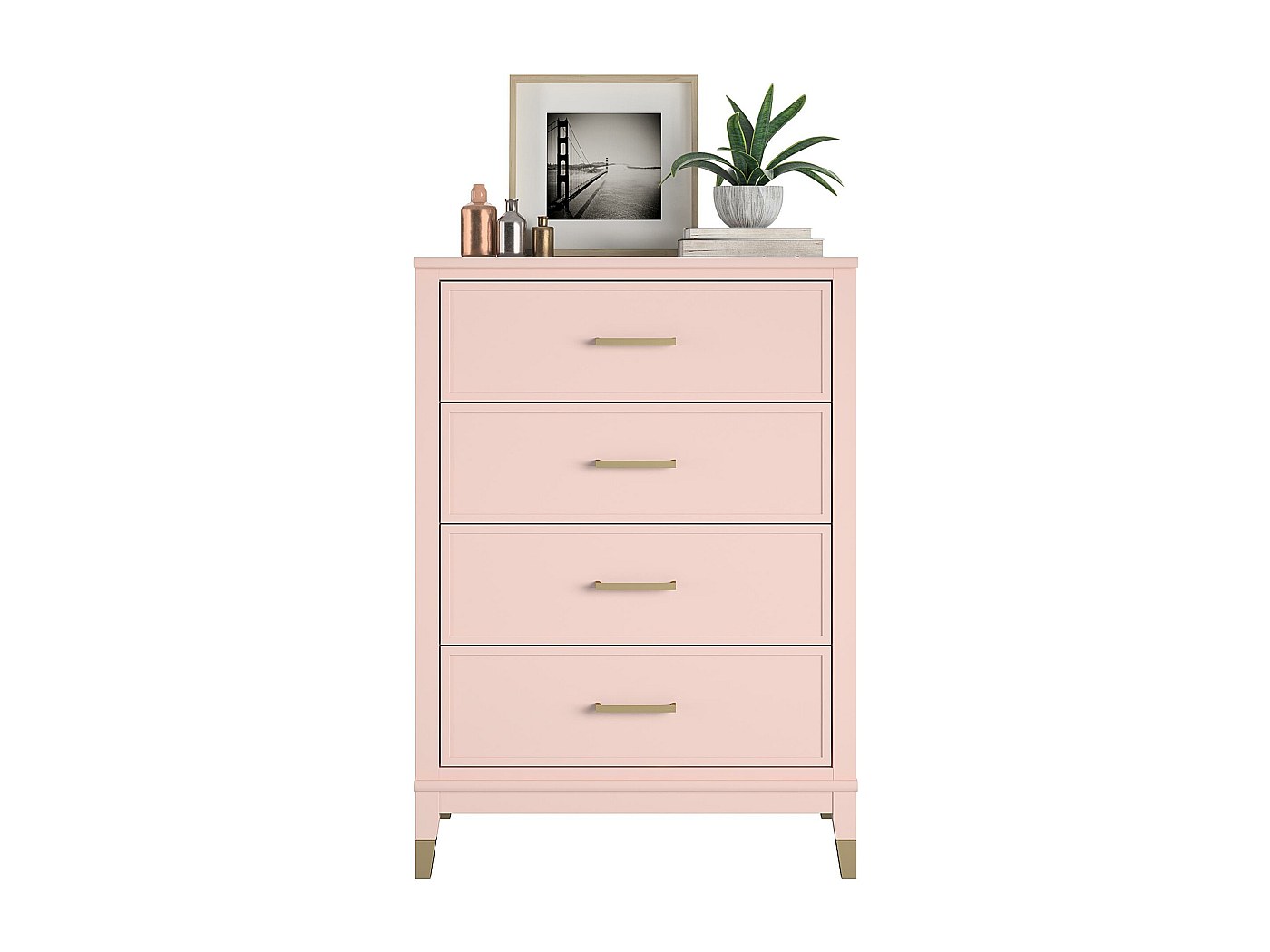 Commode à 4 tiroirs en MDF rose