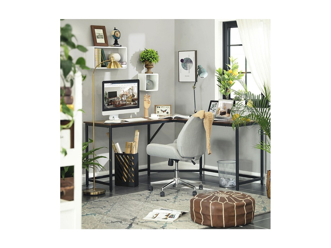 Eckschreibtisch im Industrial-Stil - L149 x P149 cm