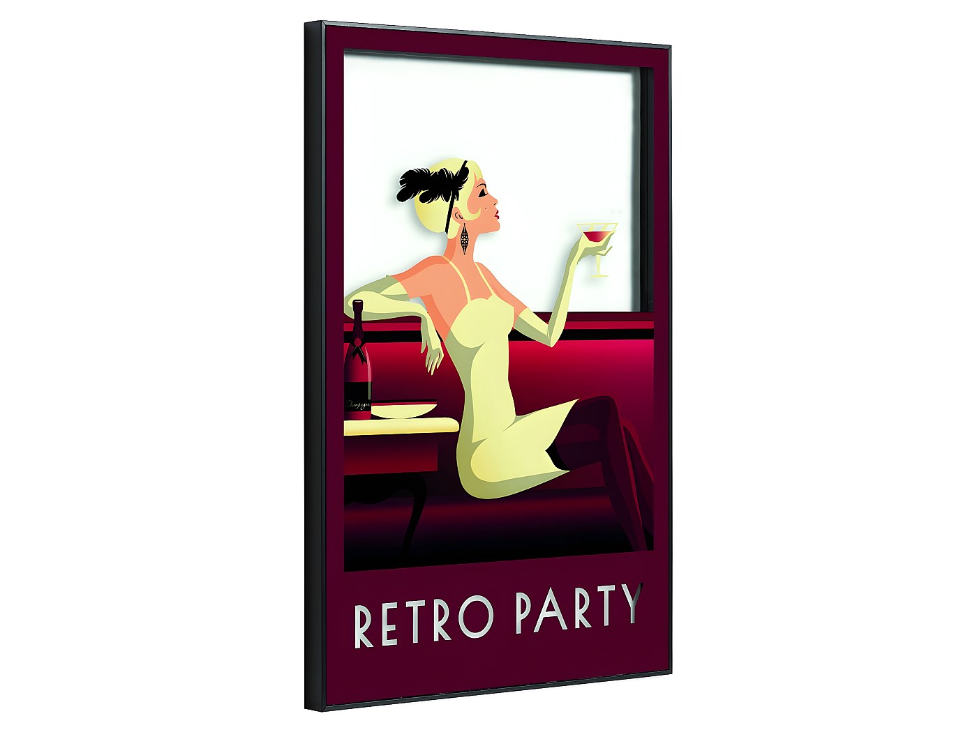 Tableau sur verre synthétique retro party 42x63 cm