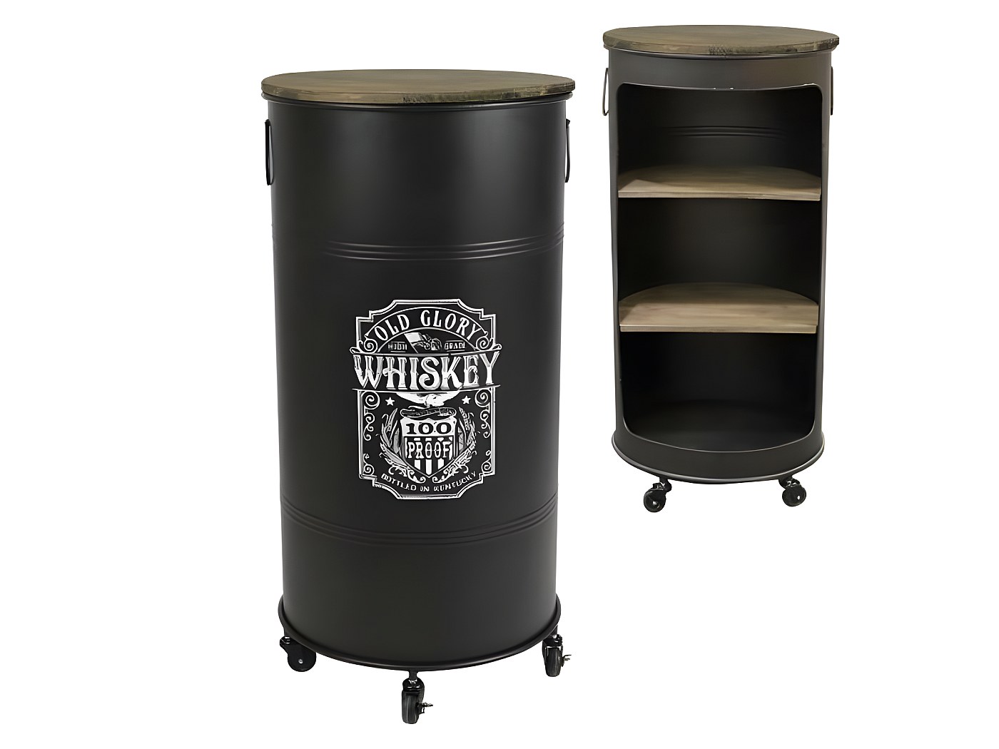 'Armand' - Bar Bidon sur Roulettes Diamètre 50cm x H100cm IDtendancedeco'