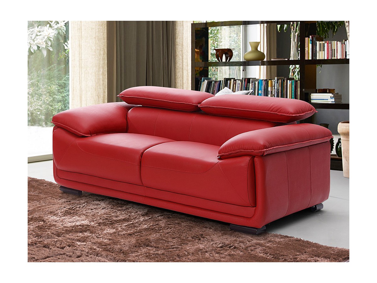 Divano 2 posti in pelle Rosso - SOFTY