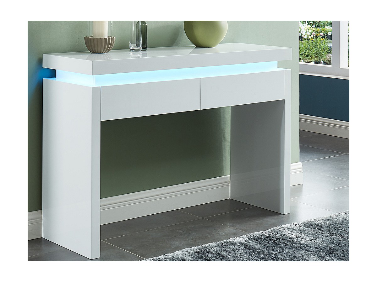 Consolle ingresso LED 2 cassetti MDF laccato bianco EMERSON