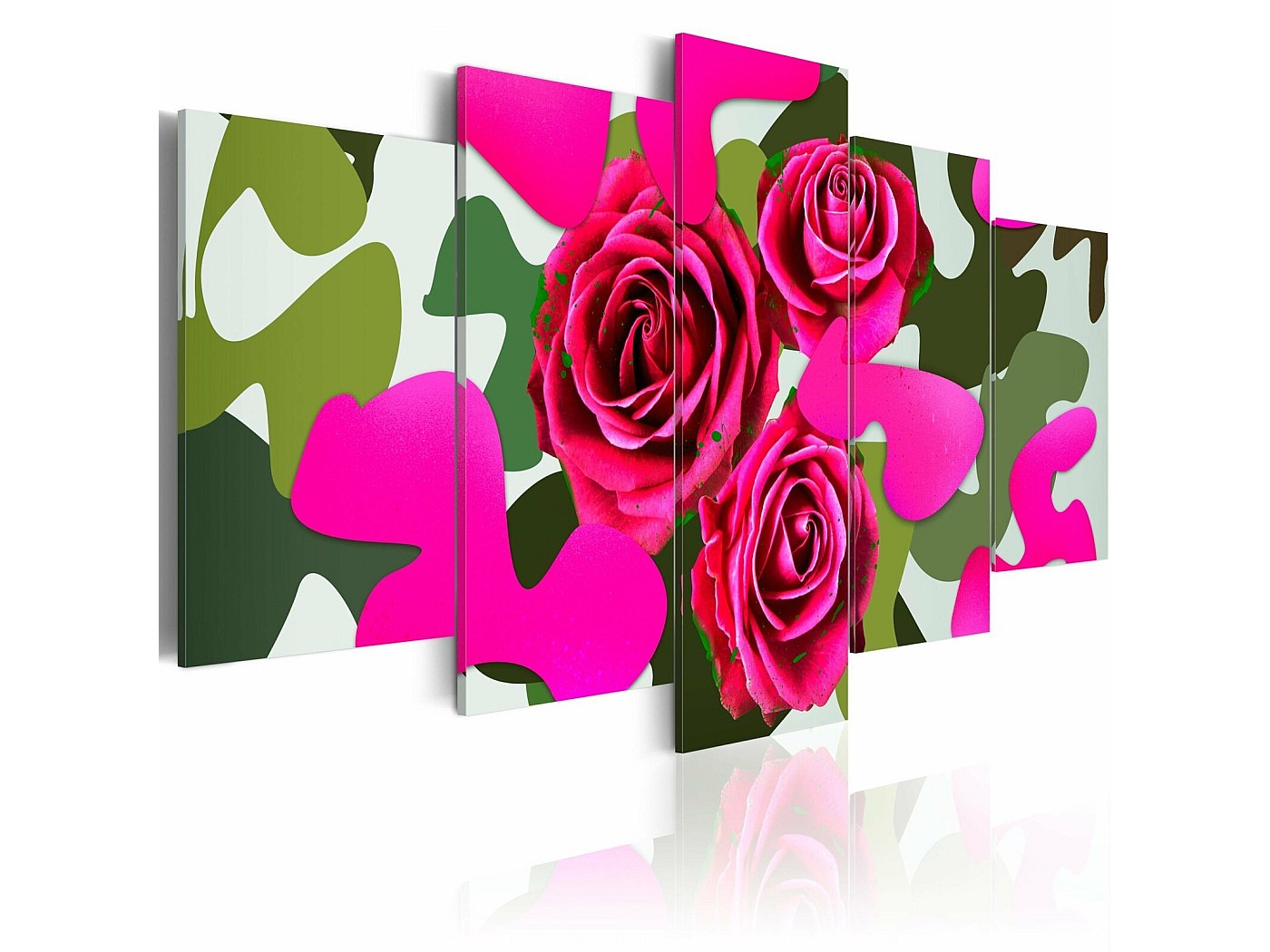 Tableau roses au néon - 100 x 50 cm