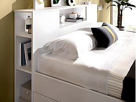 Compleet bed LEANDRE met hoofdeinde - 140 x 190 cm - wit