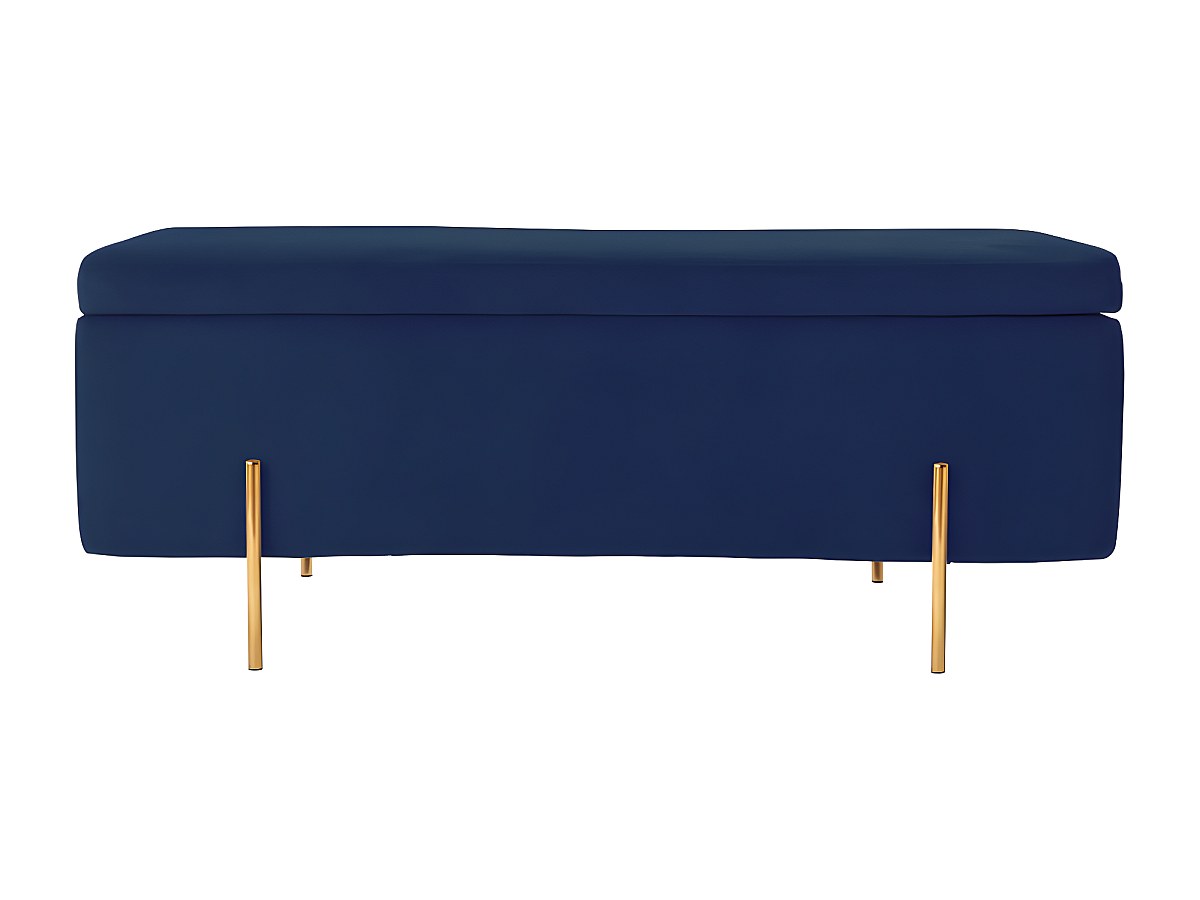 Bankje van nachtblauw fluweel met opbergruimte HERVE