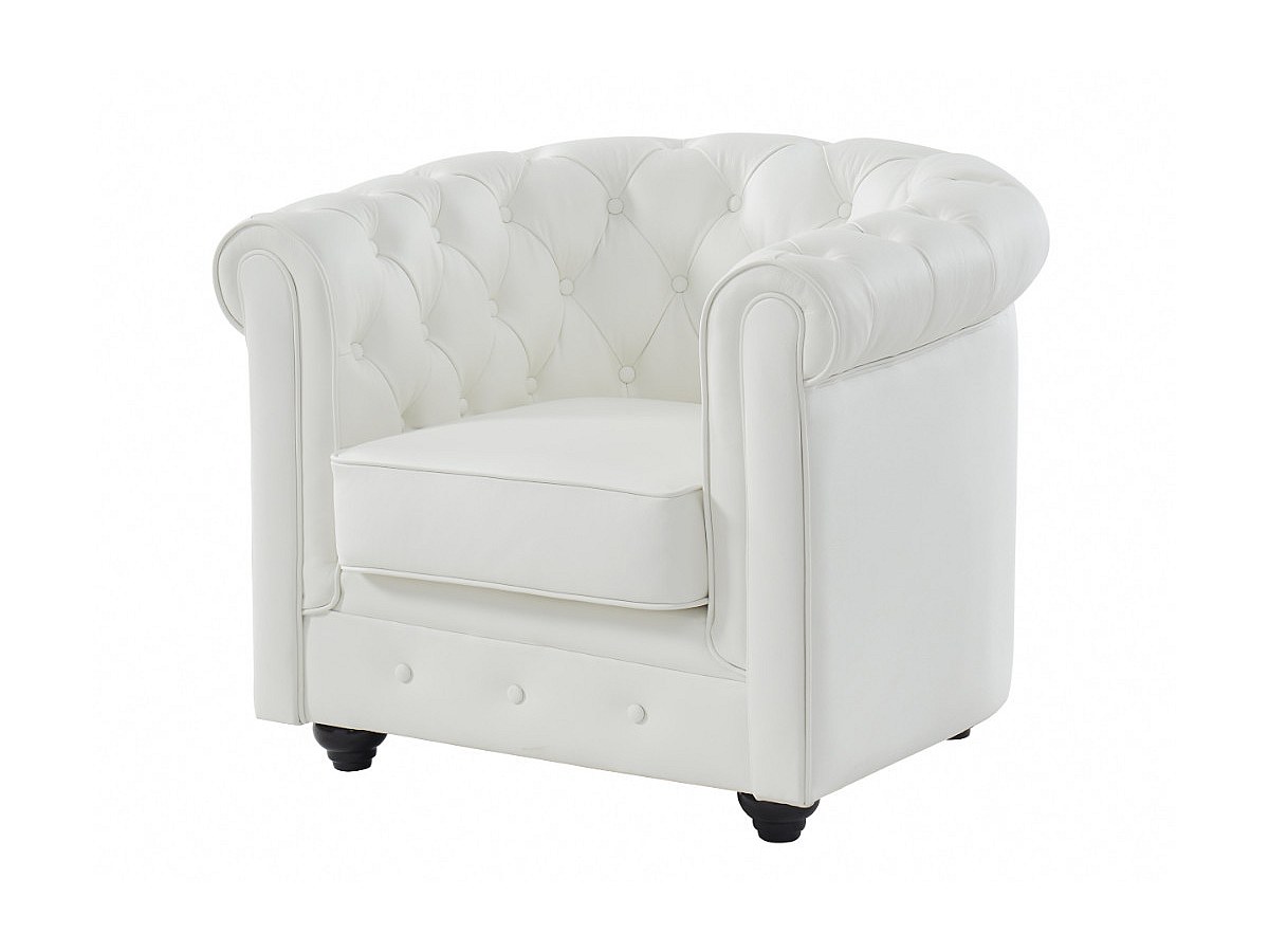 Poltrona in Pelle di bufalo bianca stile iconico CHESTERFIELD