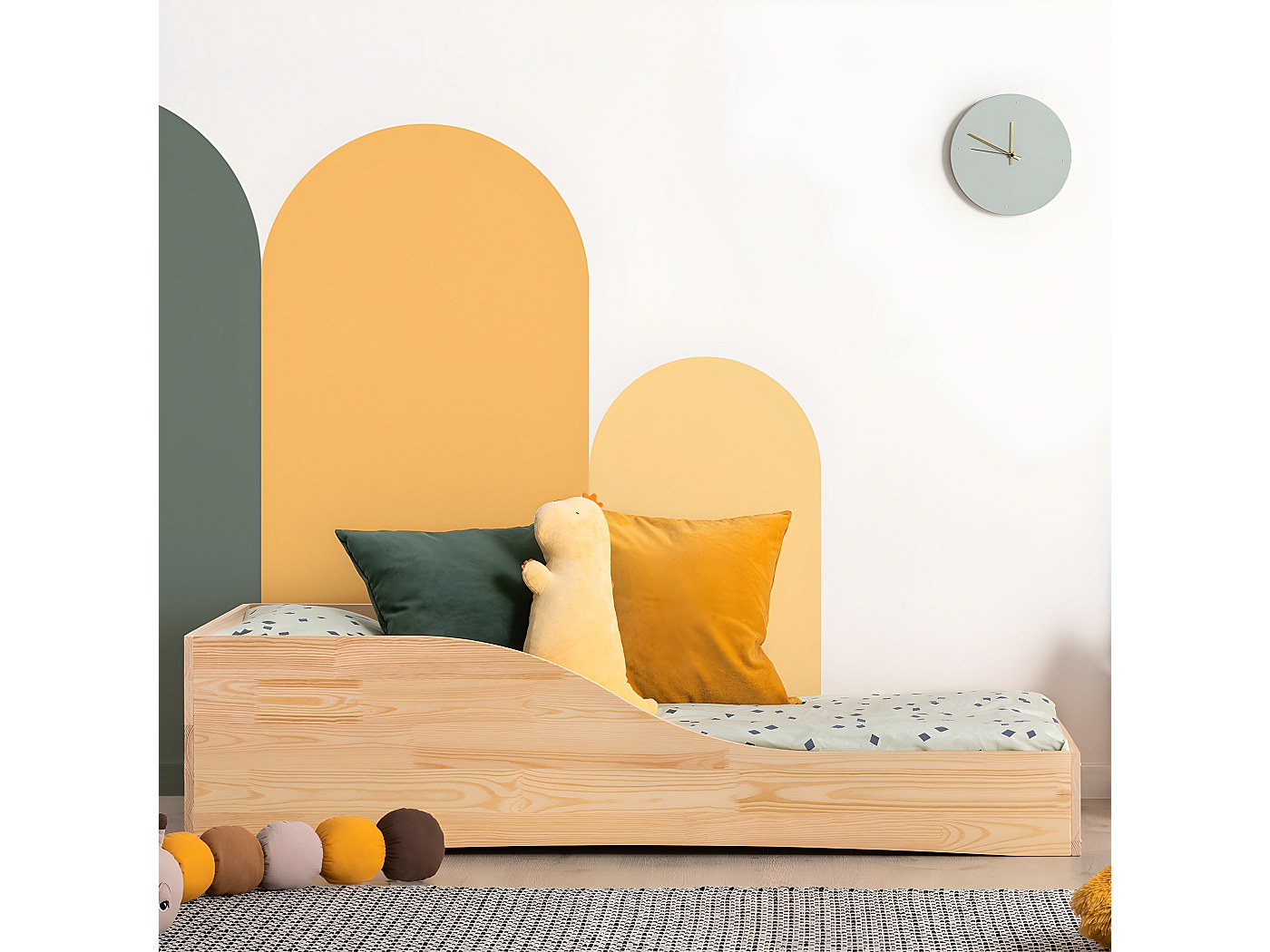 Cama 90x200 incluindo base de ripas Ludmilla Wood