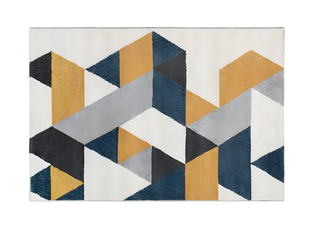 Tappeto geometrico 120 x 170 cm Polipropilene giallo, grigio e blu ...