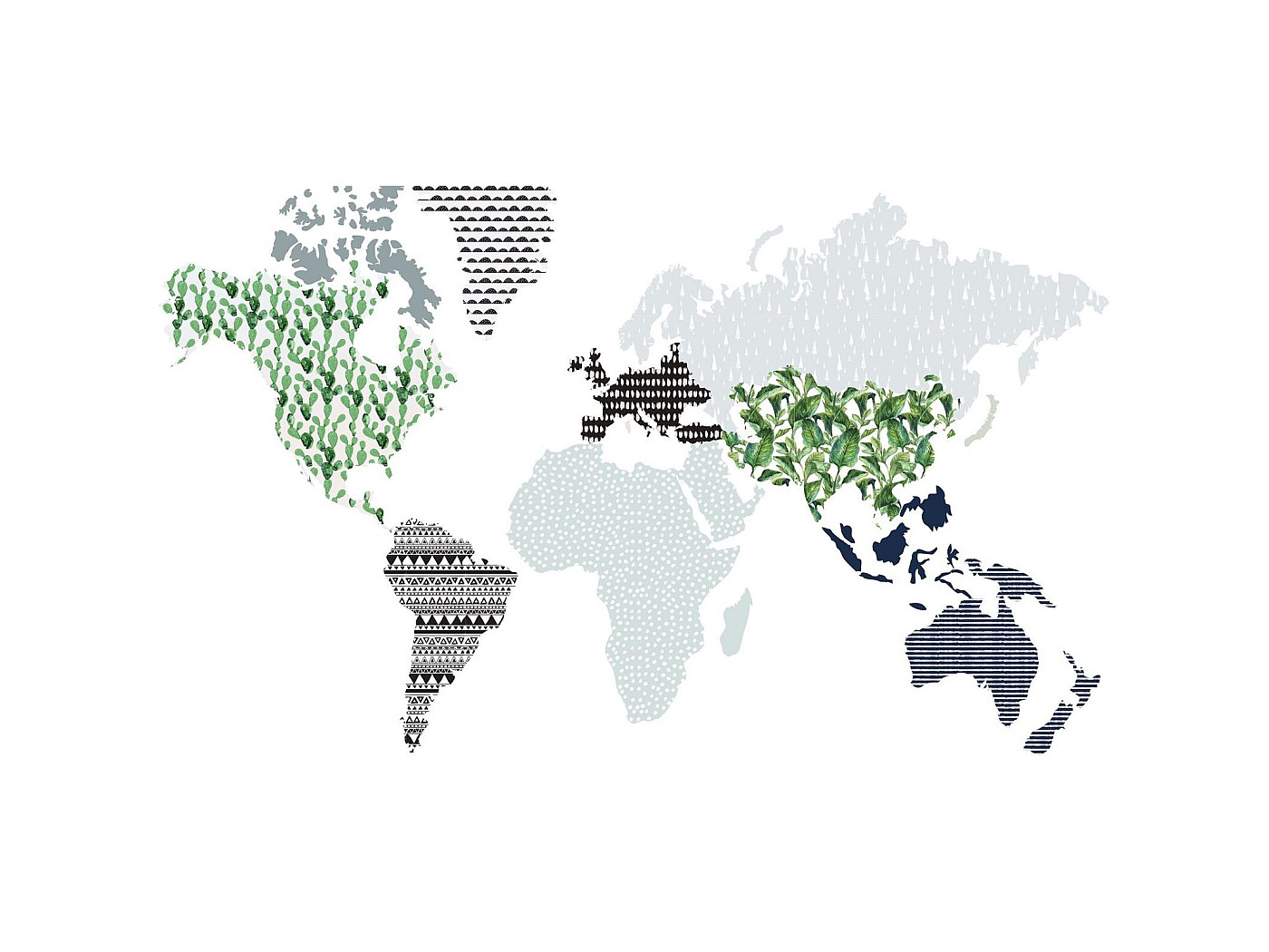 Sticker mural Vignette carte 4 avec bleu marine - 120 x 70 cm