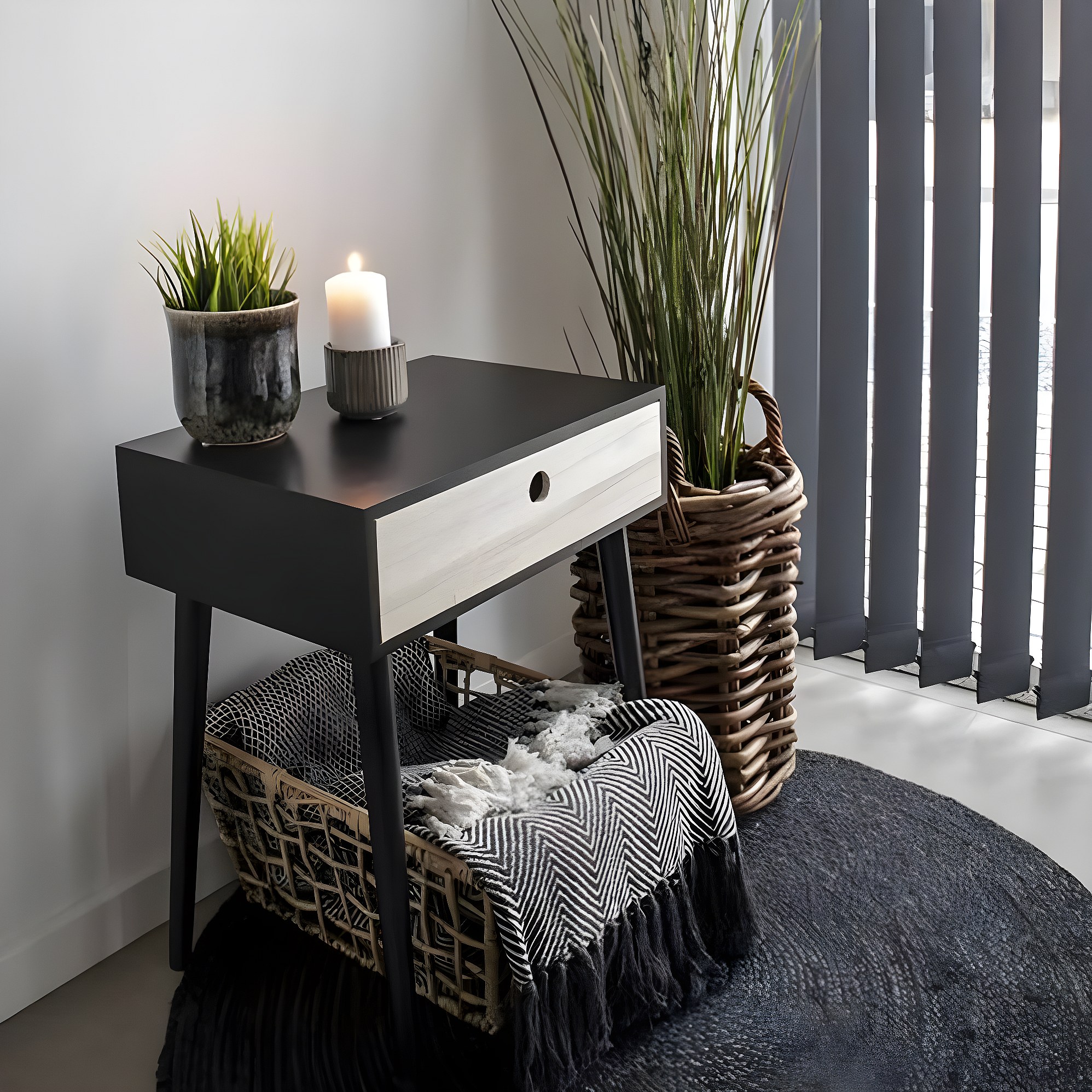 House Nordic Table de chevet Annemie Noir et naturel