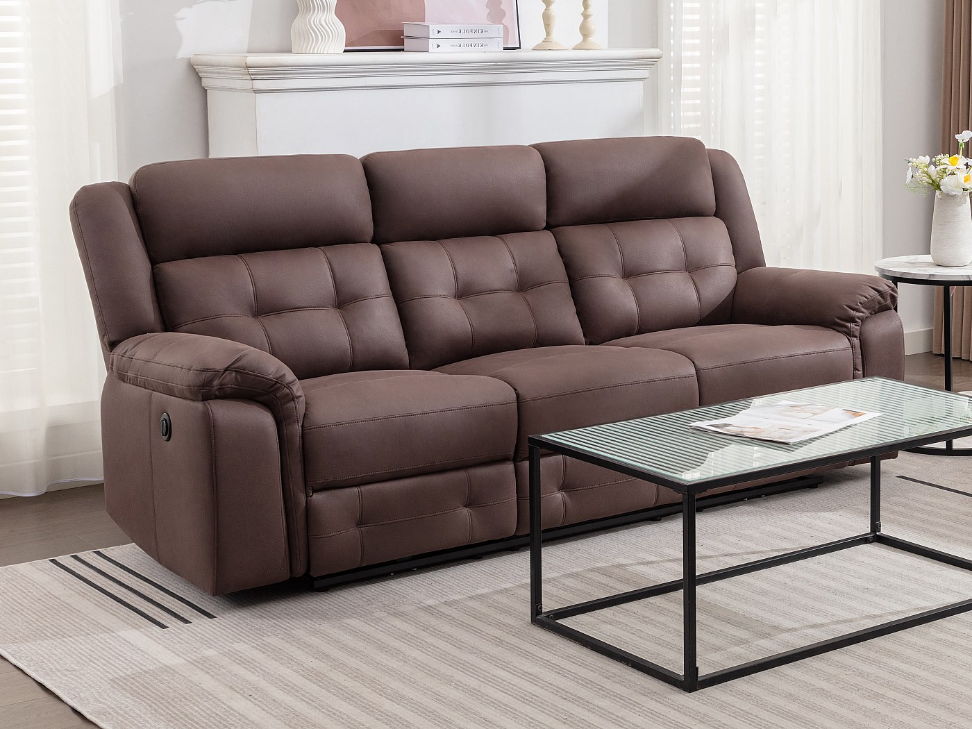 Relaxsofa 3-Sitzer elektrisch - Mikrofaser - Vintage-Leder-Optik - ORTIANO online kaufen