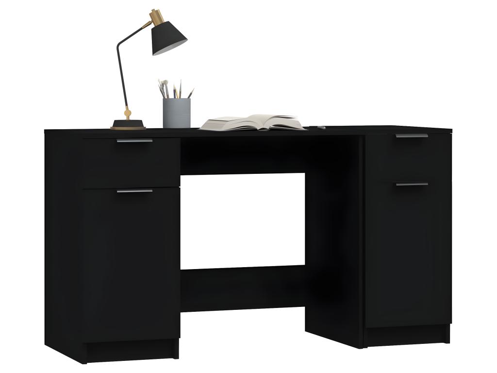 Schreibtisch mit Beistellschrank Schwarz Holzwerkstoff