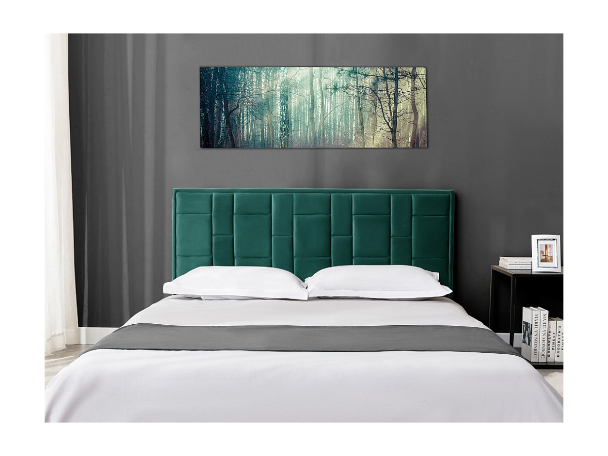 Testata letto moderno da 160 cm in Velluto Verde abete HERMINE