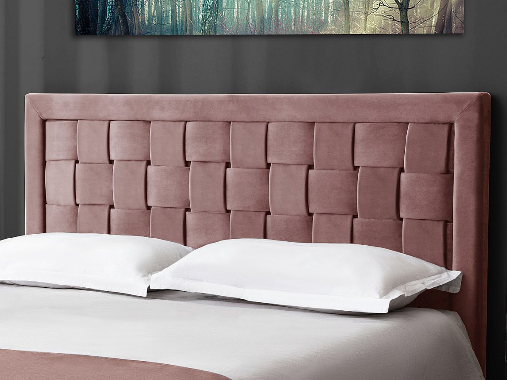Testata letto intrecciata 160 cm Velluto Rosa antico JENNA