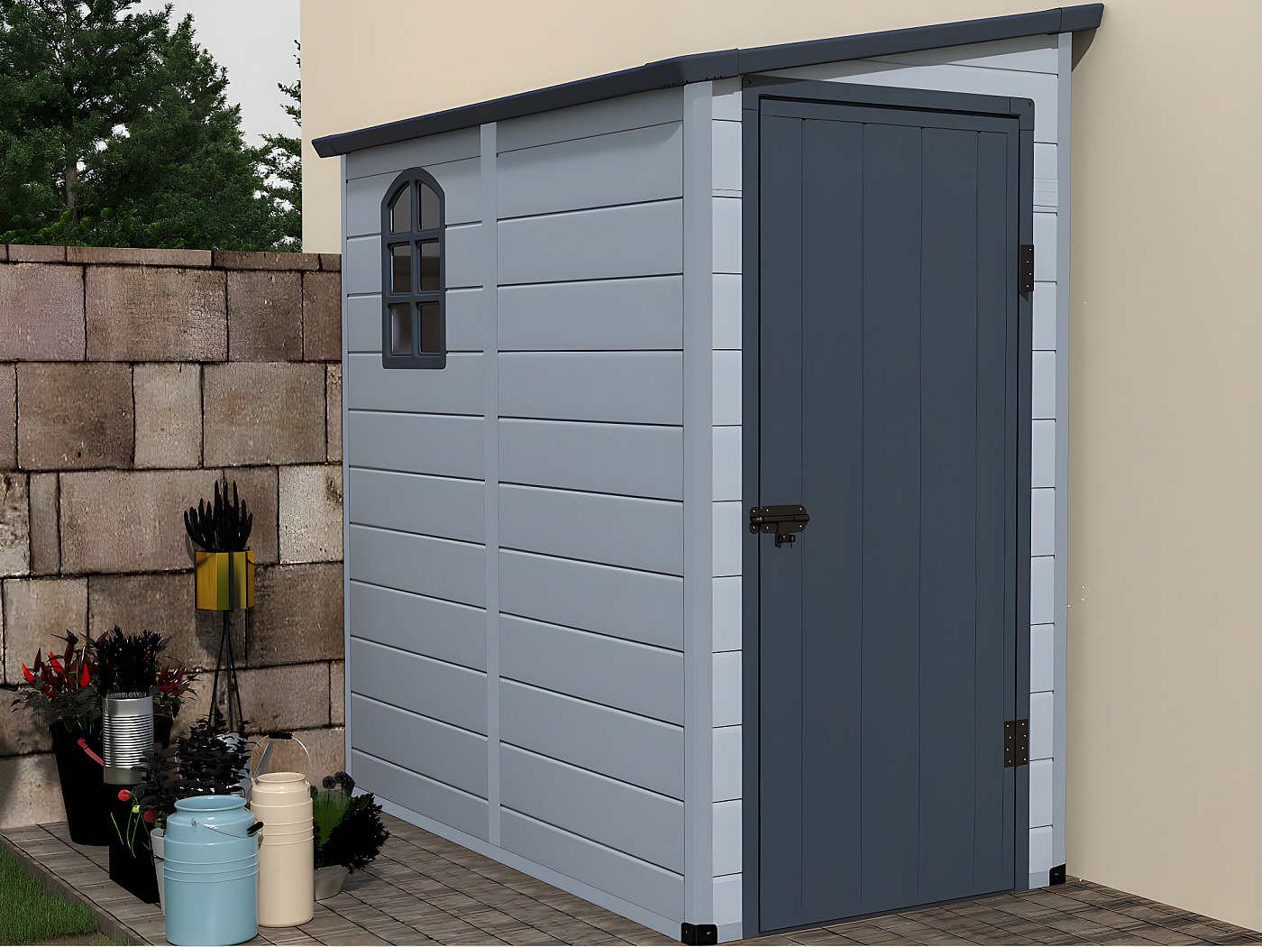 Tuinschuur van grijze hars - Oppervlakte 2,12 m² - ALBERTO