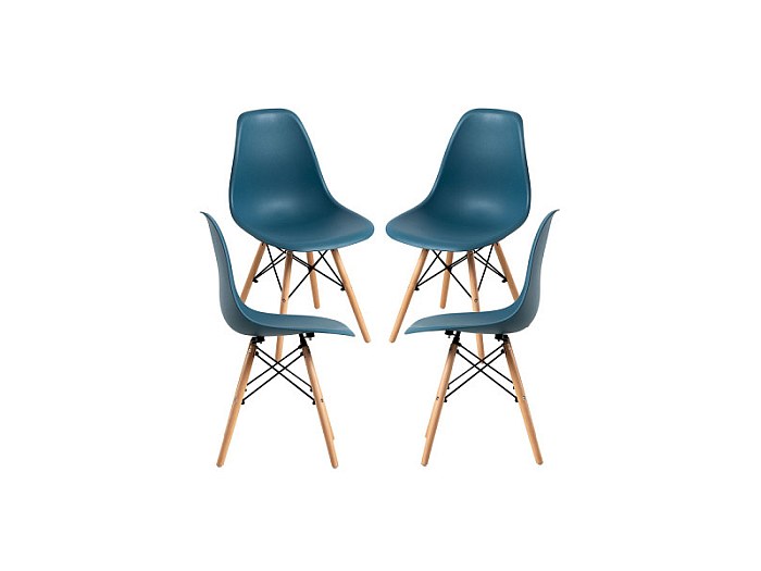 Pack 4 Sillas Tower Basic - Azul Petróleo