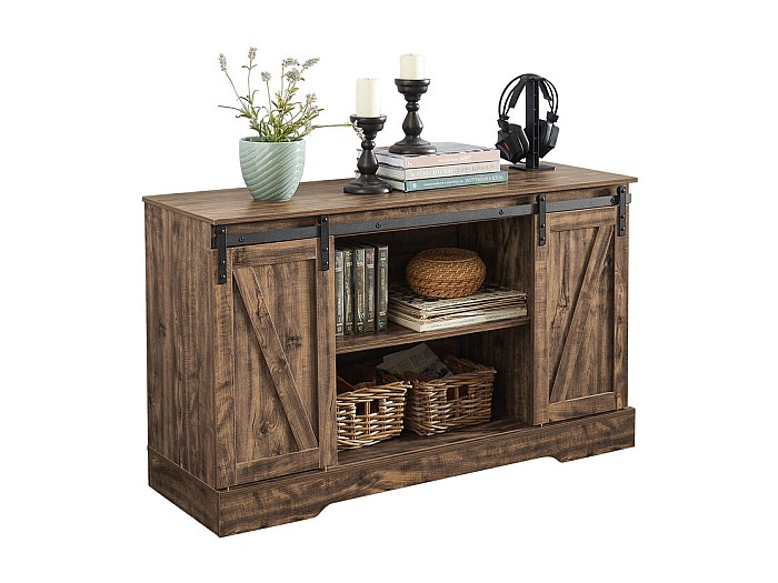 Meuble Bas Placard de Rangement Commode avec Porte de Grange ...