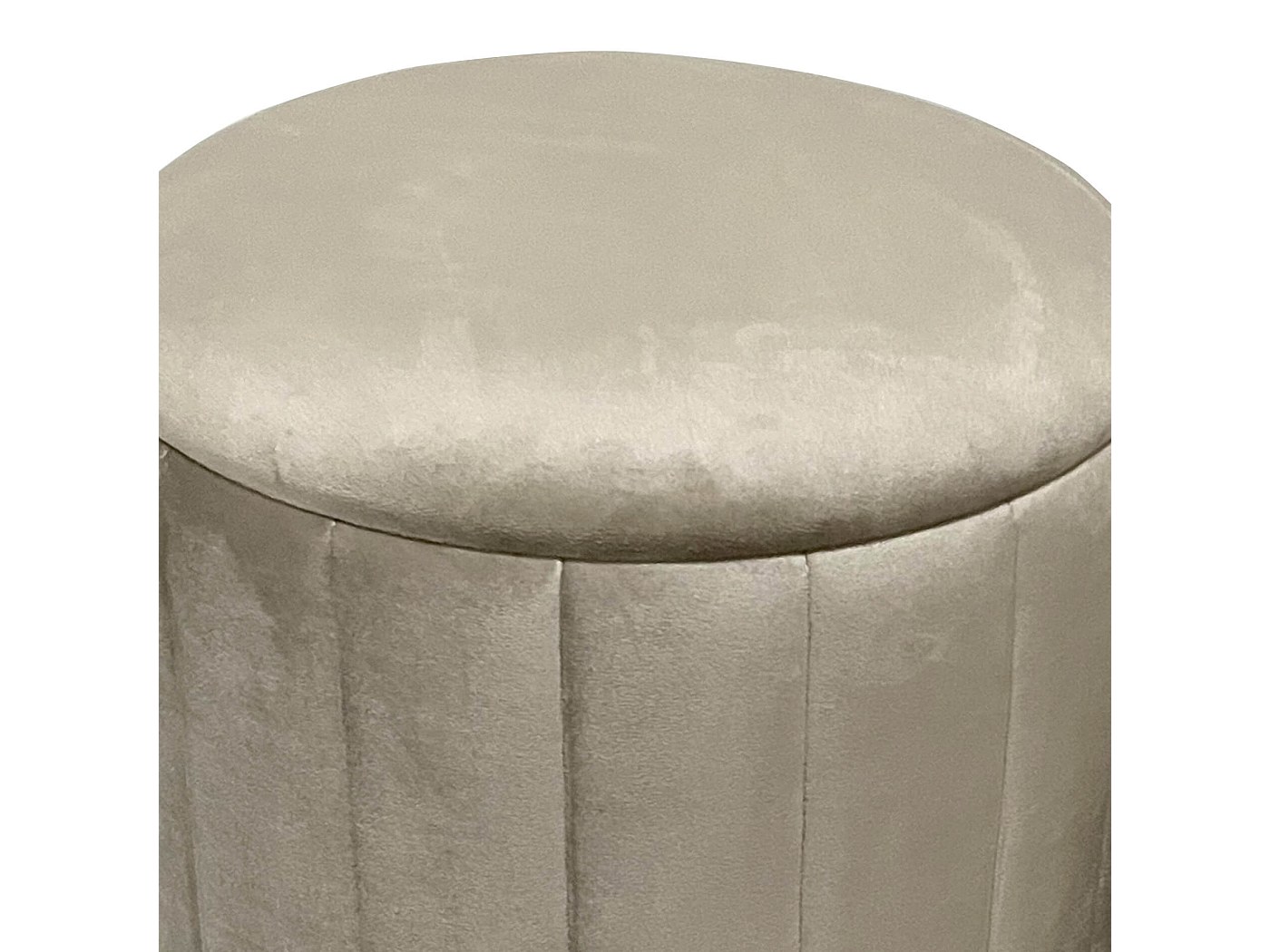 Set 2 Pouf Contenitori Velluto Sgabello Beige con Base in Ferro