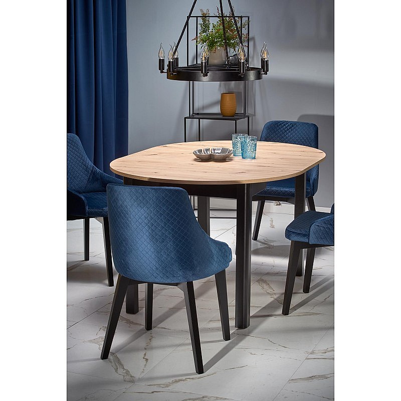 Table à manger extensible ovale 102-142 x 102 x 76 cm - Chêne artisan