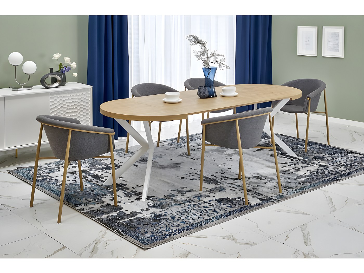 Table à manger extensible 100-250 x 100 x 75 cm - Chêne doré/Blanc