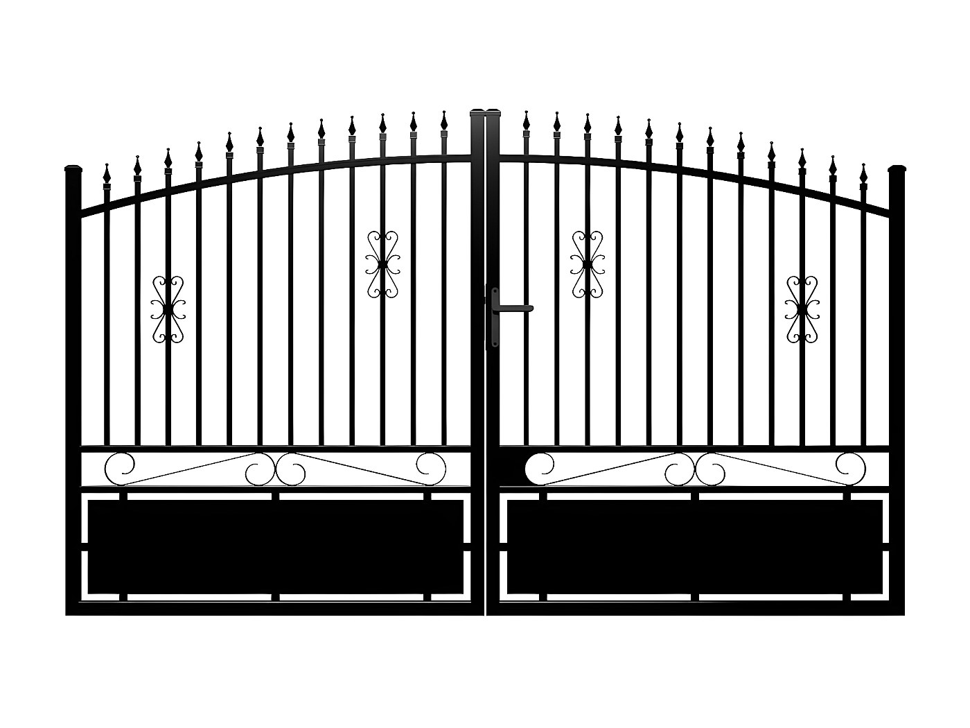 Portón negro de aluminio Ancho 300 x Alt. 183 cm NERBIS
