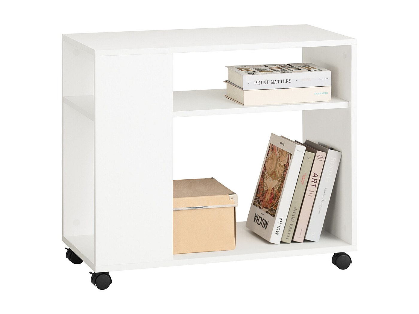 SoBuy FBT34-W,Tavolino basso da salotto con ruote,Mobile multiuso
