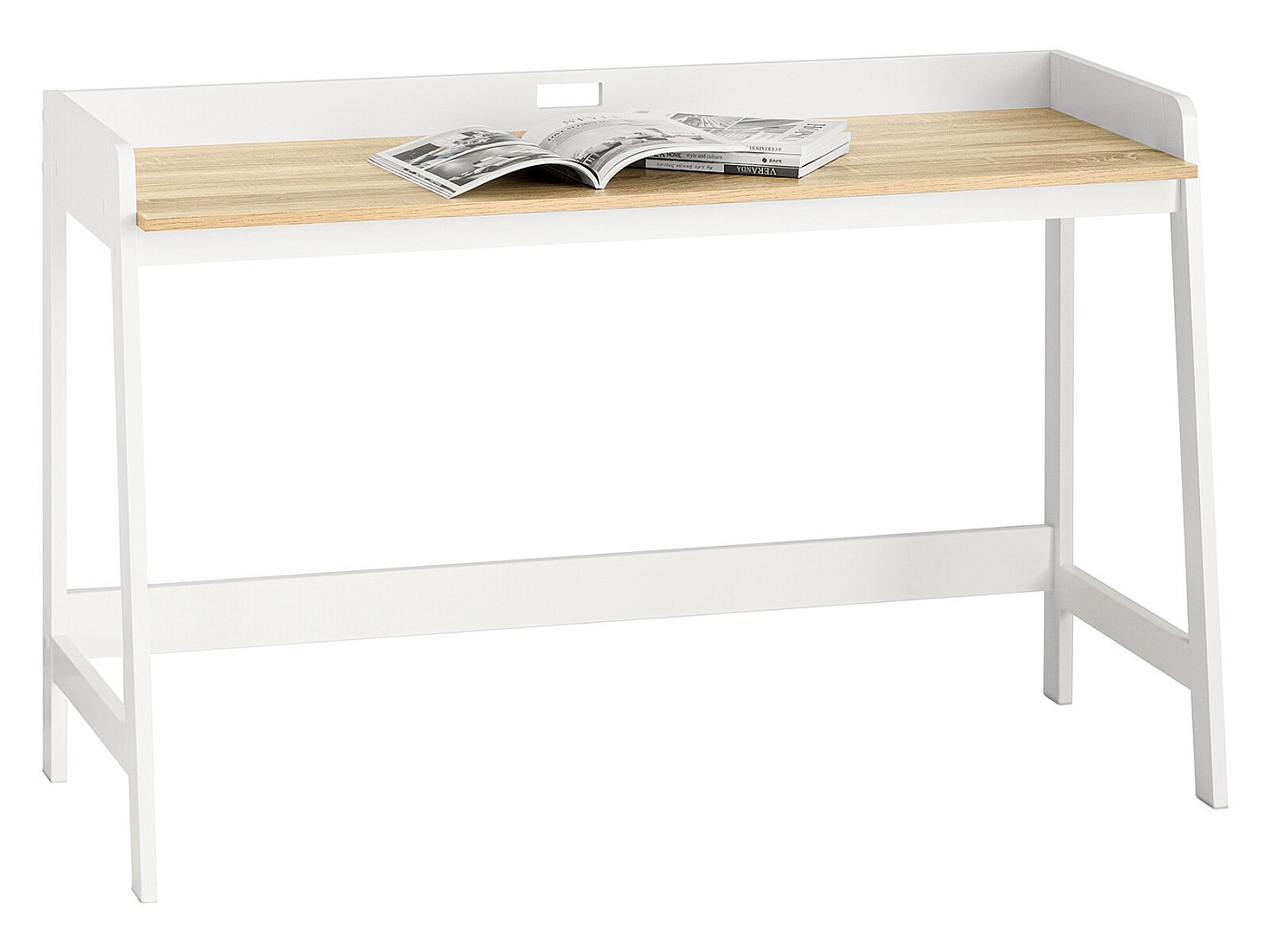 SoBuy FWT41-WN Bureau Bureautafel Computertafel Kantoortafel - Wit/Naturel