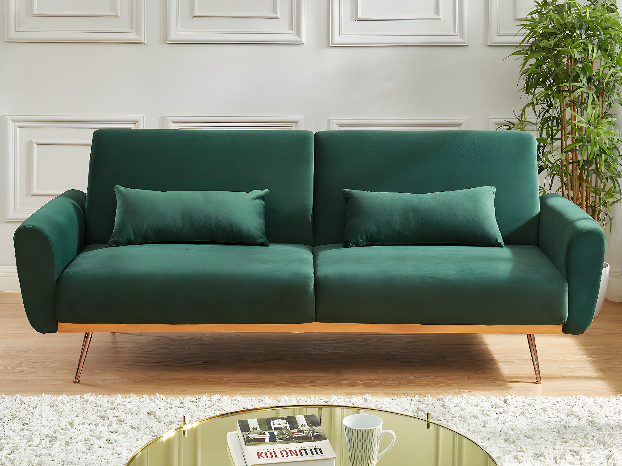 Set divano clic-clac LAUNEI abete Verde con piumino 220 x 240 e 2 guanciali