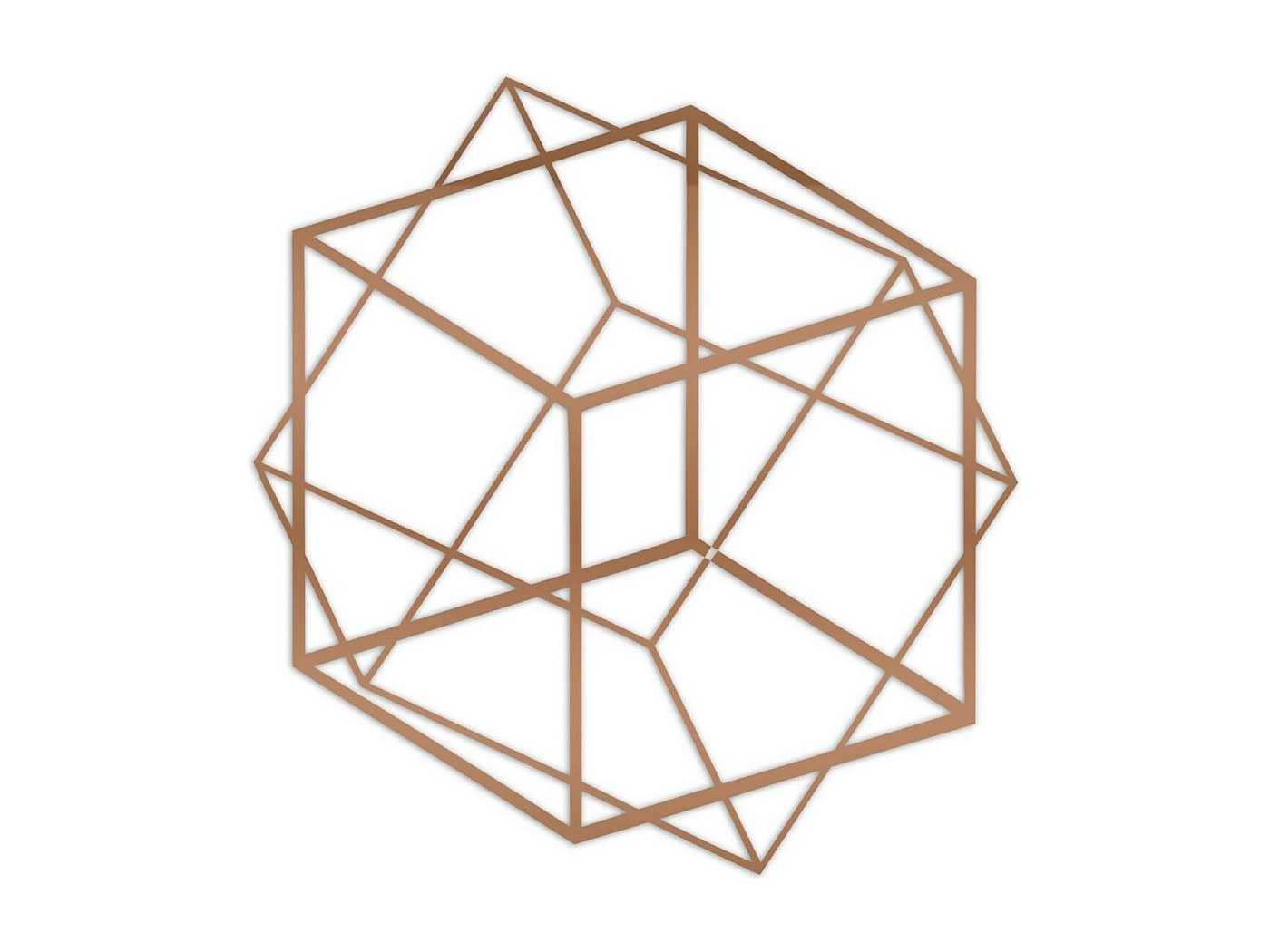 Decoração Metálica Cubo, Cobre, 50x3x52 cm, EPIKASA